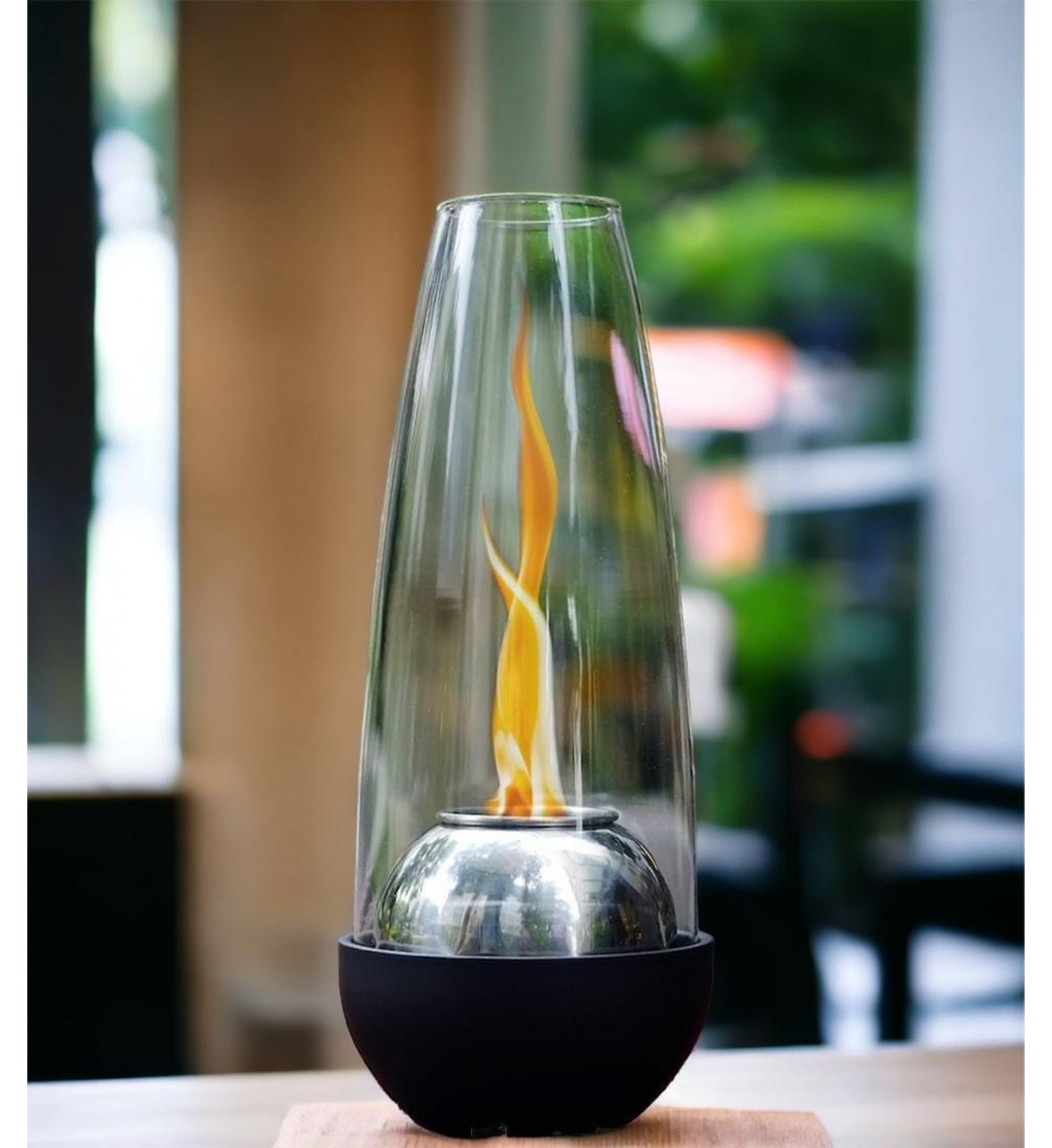 دفاية نار مشتعلة غاز الايثانول مدور اسود الارتفاع 35سم