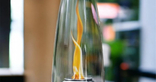 دفاية نار مشتعلة غاز الايثانول مدور اسود الارتفاع 35سم